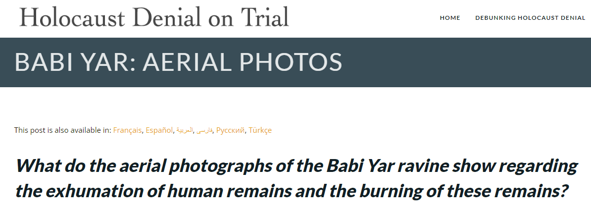 Babi Yar and Physical Evidence - Holocaust Claims
