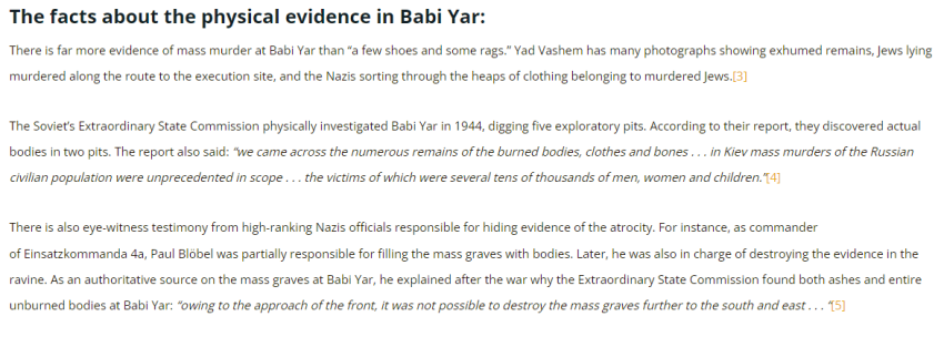 Babi Yar and Physical Evidence - Holocaust Claims